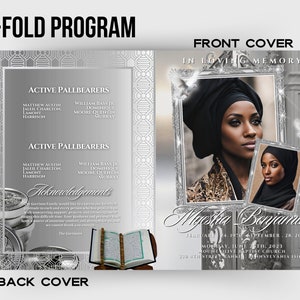 8.5"x 11" Silver Elegant Obituary Template (4 Pages) Muslim Style ...