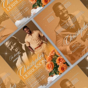 Men's Funeral Program Template: Orange in Loving Memory, 8-page (DIY ...