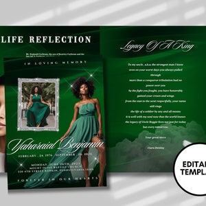 8.5"x 11"sparkle Green Obituary Template(8 Pages)sparkle Women's Style ...