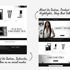Black Shopify Theme Template, Aesthetic Lash Theme, Website for Lash Businesses Shopify Website ...