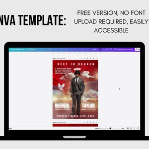 Funeral Programs Editable Template 2 Page 8.5x11 Mens Burgundy Staged ...