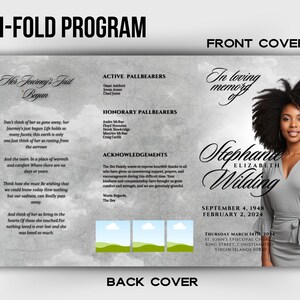 Women's Funeral Program Template: Grey Trifold Brochure (17x11 ...
