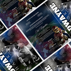 Red Football Memorial Program Template: Celebration of Life (digital ...
