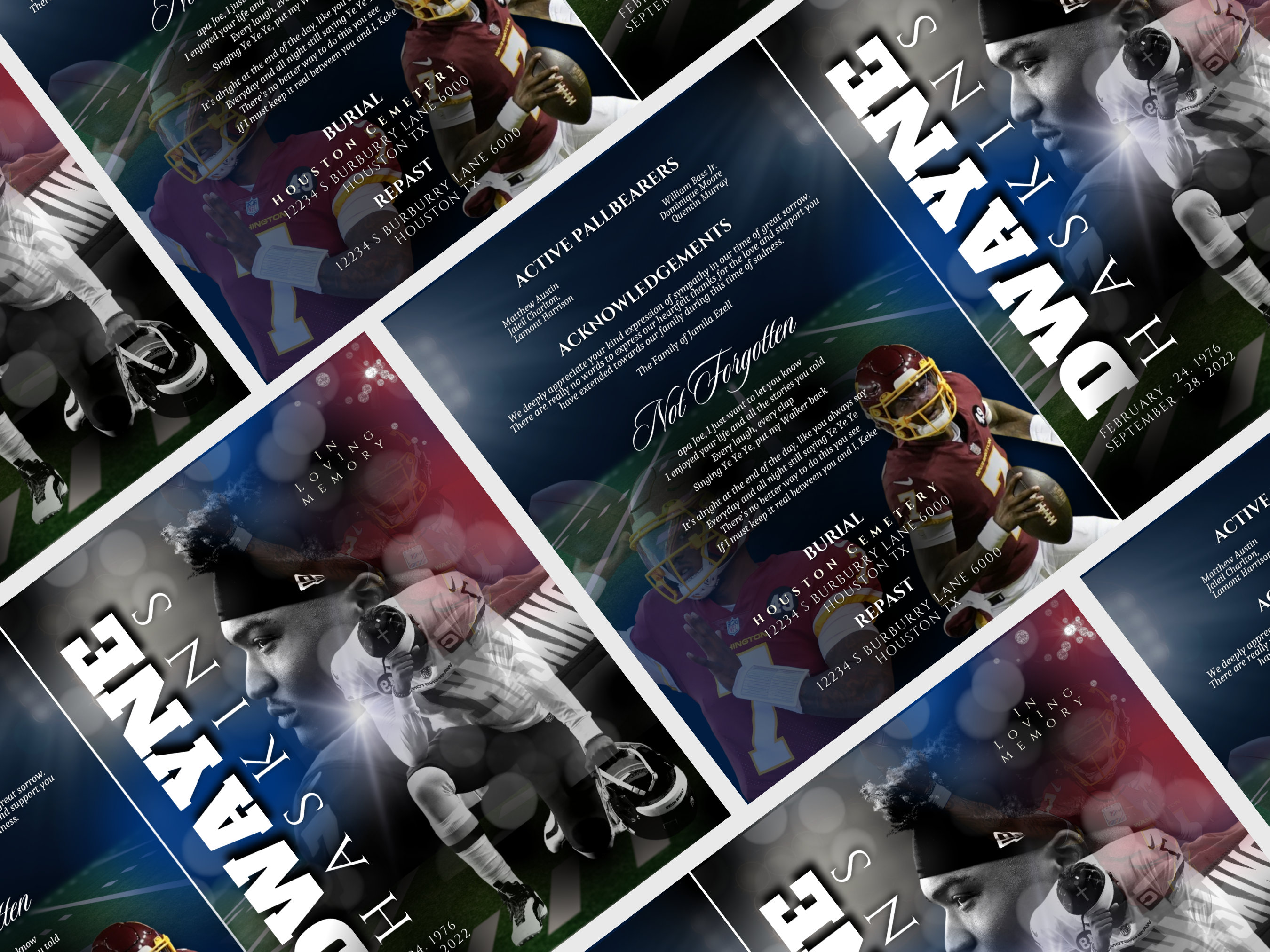 Red Football Memorial Program Template: Celebration of Life (digital ...