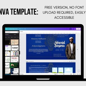 8.5"x 11" Islamic Royal Blue Funeral Template (8 Pages) Men's Muslim ...