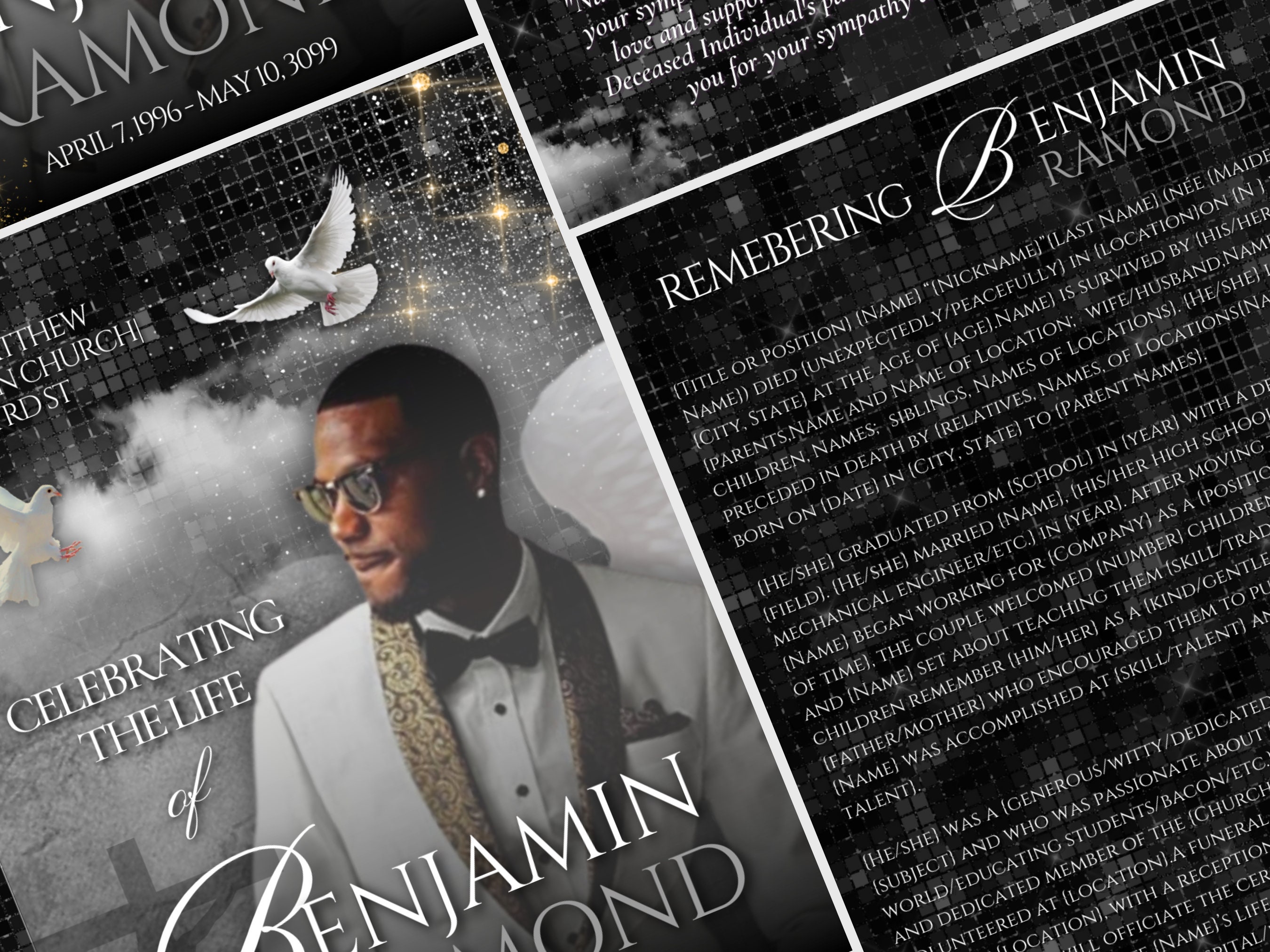 Elegant Funeral Program Template: Celebration of Life, 8-page Booklet ...
