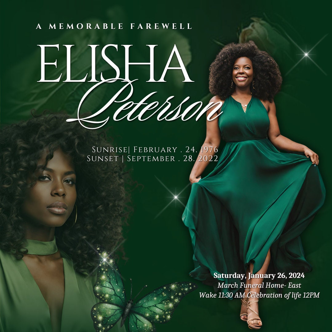 Green Memorial Announcement Flyer: Funeral Invitation Template (canva ...