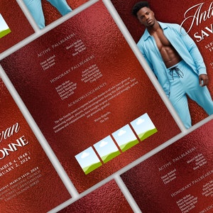 Fiery Red Funeral Program Template: in Loving Memory (DIY Canva) - Etsy