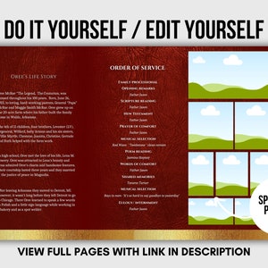 Funeral Programs 17x11 Editable Template TRIFOLD Mens Red Vintage ...