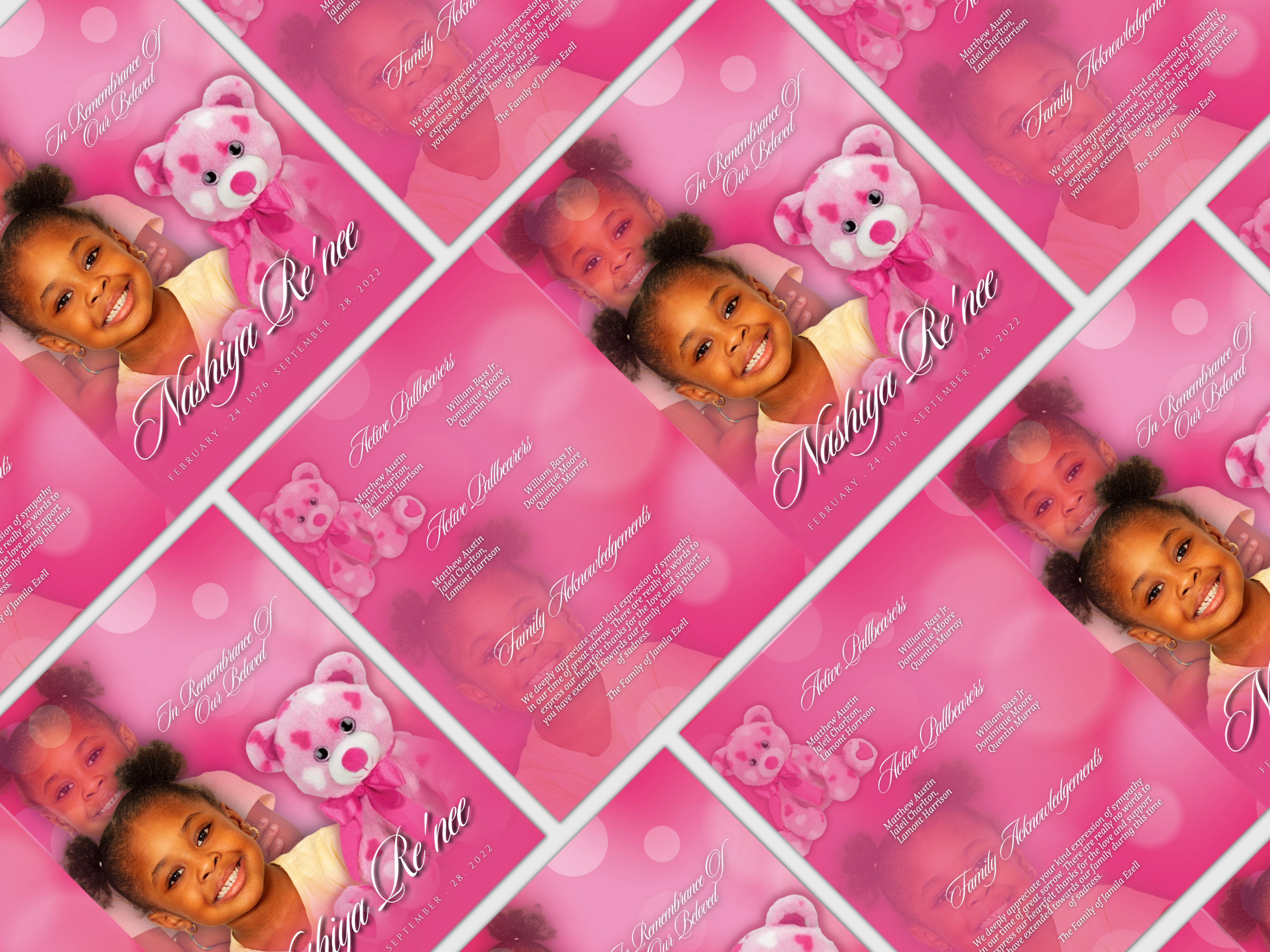 Pink Funeral Program Template: Celebration of Life Keepsake (digital ...
