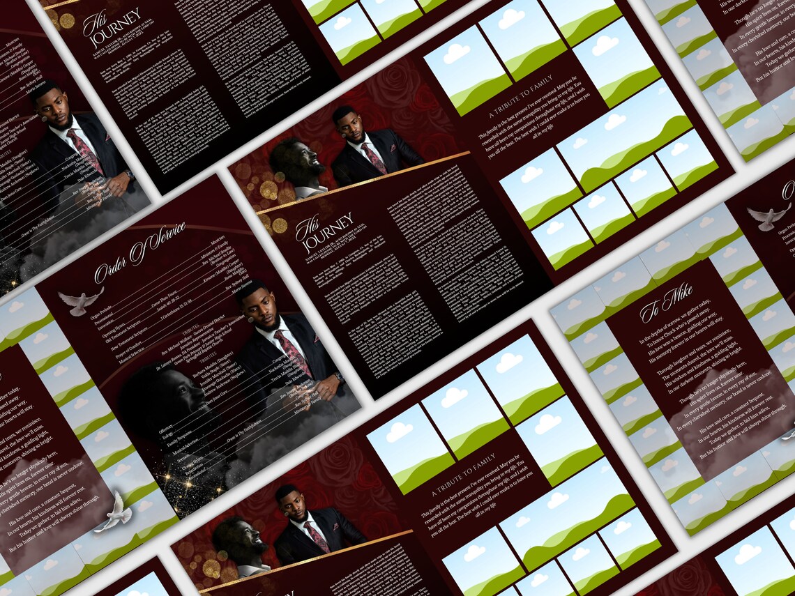 Memorial Program Booklet (8.5"x11"): Celebration of Life Canva Template ...