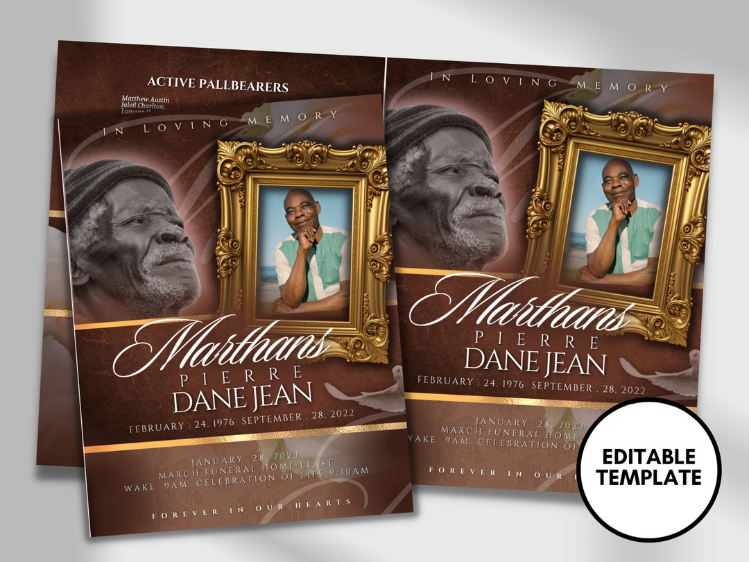 Brown Funeral Program Template: Celebration of Life Keepsake (digital ...