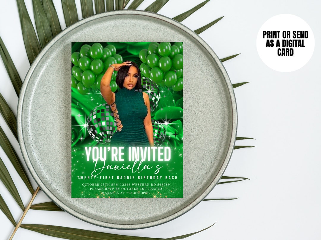 Editable Birthday Invitation Template Green Birthday Invite Birthday ...