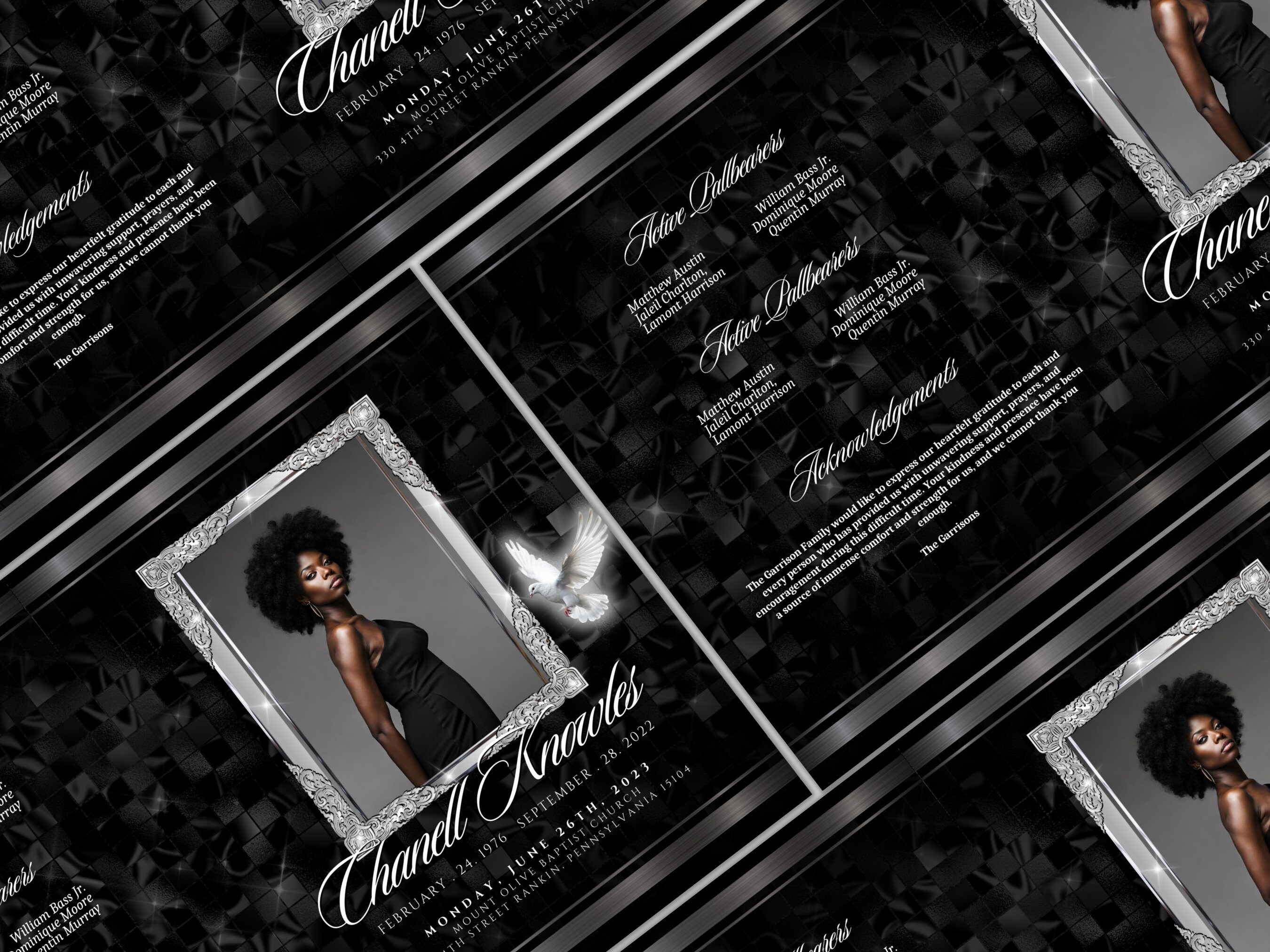 Black Luxury Funeral Program Template: 8-page Memorial Booklet (digital ...