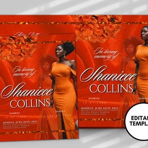 8.5x11 BOOKLET Memorial Program 8 Pages Glitter Orange Funeral Program ...