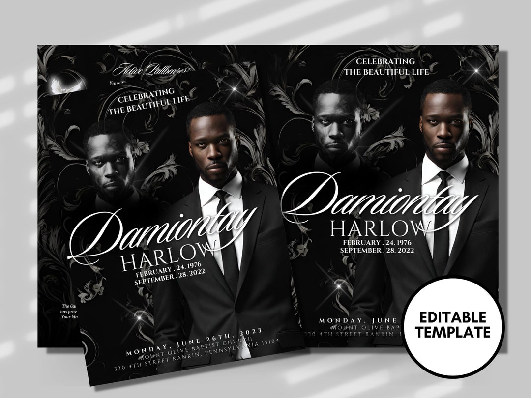Black Luxury Funeral Program: Celebration of Life Keepsake (8.5"x11 ...