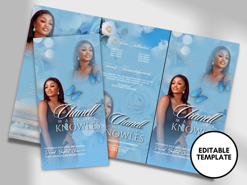 8.5x14 FUNERAL OBITUARY TEMPLATE 2 Pages elegant Style Funeral Program ...