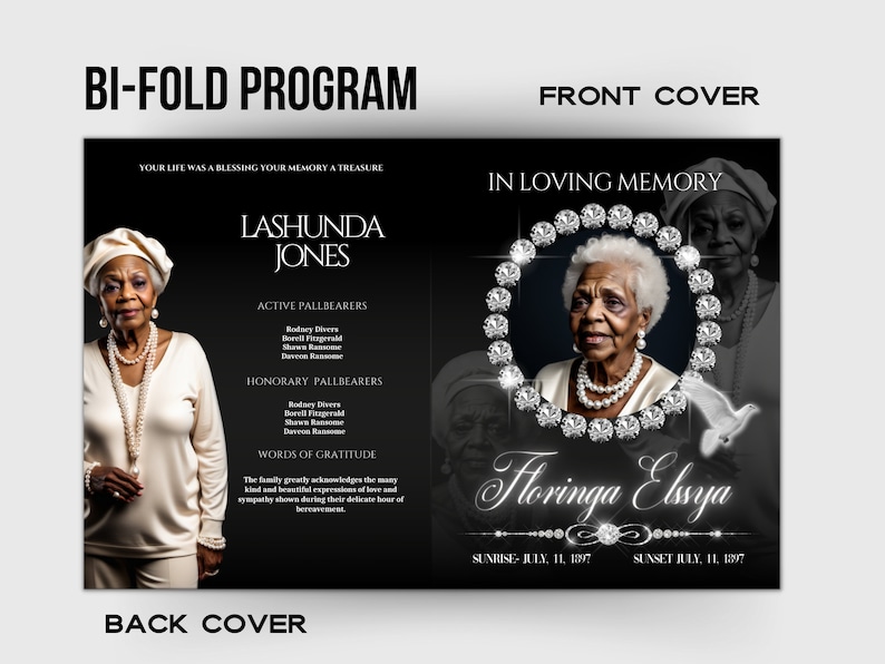 Elegant Funeral Program Template: 8-page Memorial Booklet (DIY Canva ...