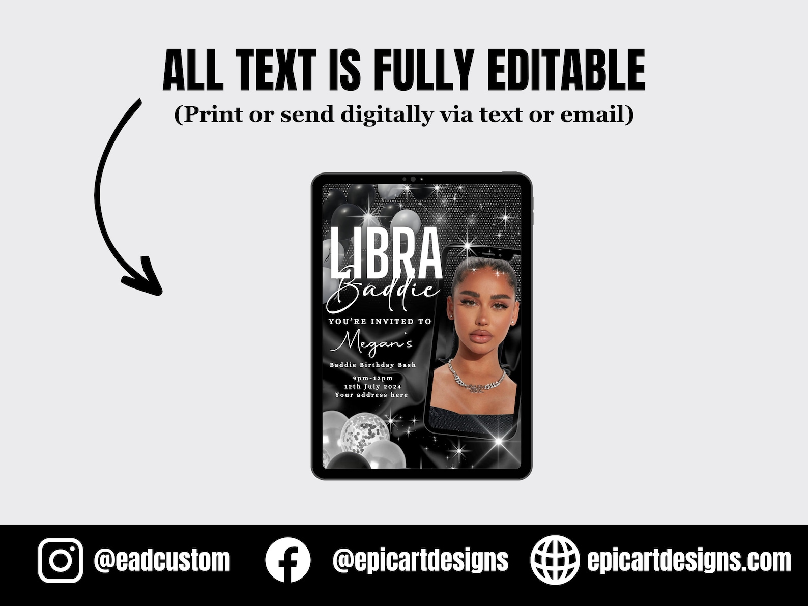 Libra Birthday Flyer, Birthday Template, Birthday Girl, Party Flyer ...