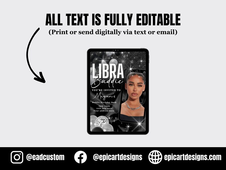 Libra Birthday Flyer, Birthday Template, Birthday Girl, Party Flyer, Celebration Flyer, Birthday ...