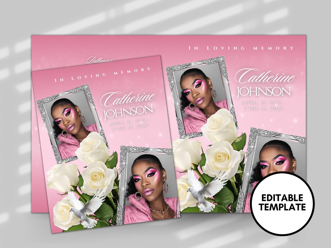 Pink Luxury Funeral Program: 8-page Memorial Booklet (canva Template) - Etsy