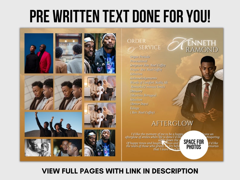 Brown Rose Funeral Program Template: Celebration of Life (digital ...
