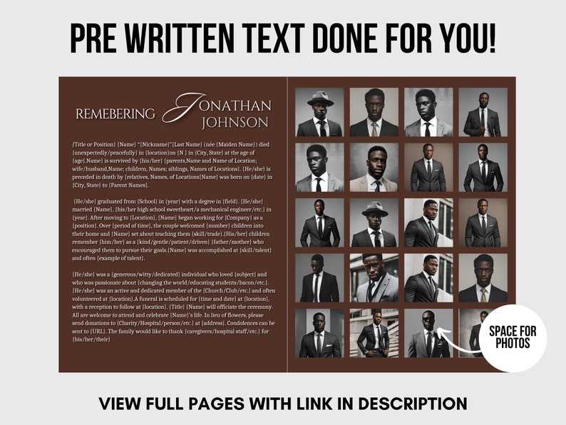 Brown Funeral Program Booklet (8.5"x11"): Celebration of Life, Canva ...