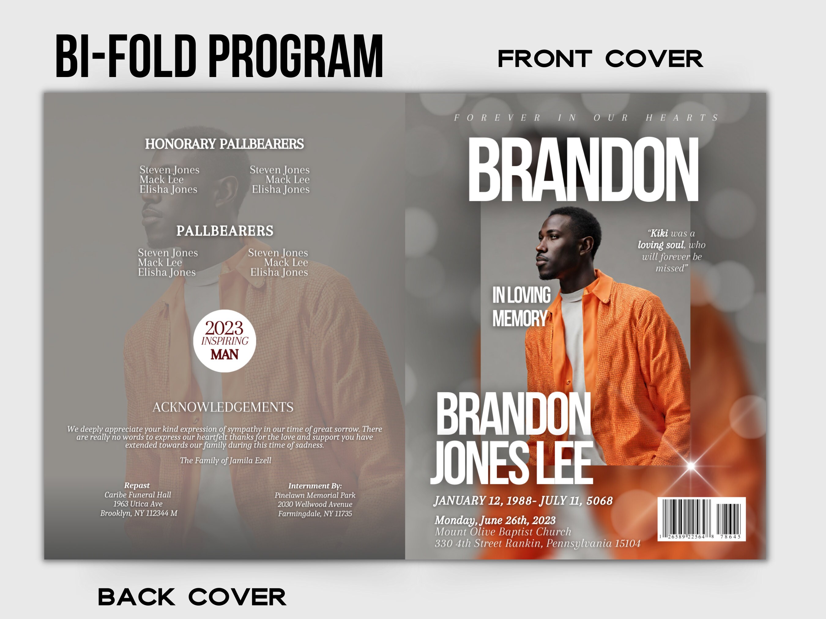 8.5x11 Neutral Magazine Vogue Memorial Program 4 Pagesgrey Women Style ...