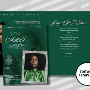 8.5"x 11"women's Green Obituary Template(8 Pages)green Women's Style ...