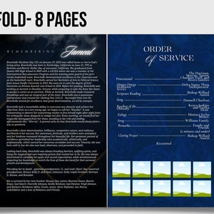 Blue Funeral Program Template: Memorial Booklet (digital Download) - Etsy