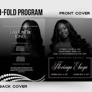 8.5"x 11" Black Women's Obituary Template (8 Pages) Women's Style ...
