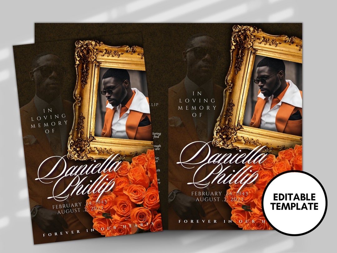 Brown Funeral Program Template: Celebration of Life Keepsake (digital ...