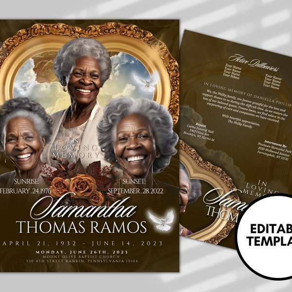 Funeral Program Template Canva - Etsy