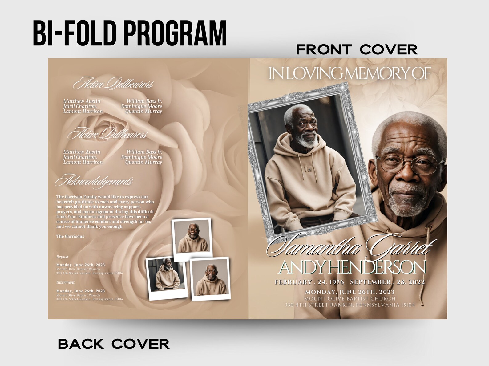 Luxury Beige Funeral Program Template: Celebration of Life Keepsake ...