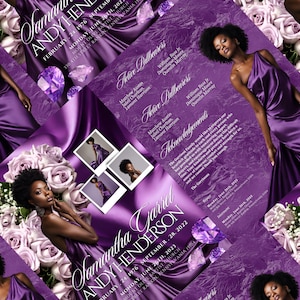 Purple Floral Funeral Program Template: Celebration of Life (digital ...
