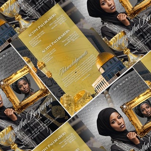 Muslim Funeral Program Template: Gold & Black Obituary (canva, 8.5"x11 ...