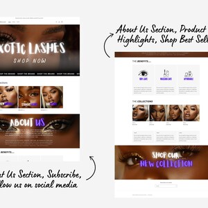 Lash Tech Shopify Theme: Bronze Website Template & Banners - Etsy