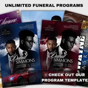 Men's Muslim Style Obituary Template: Dark Gray Funeral Program (canva ...