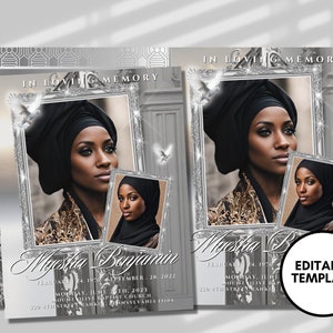 8.5"x 11" Silver Elegant Obituary Template (4 Pages) Muslim Style ...