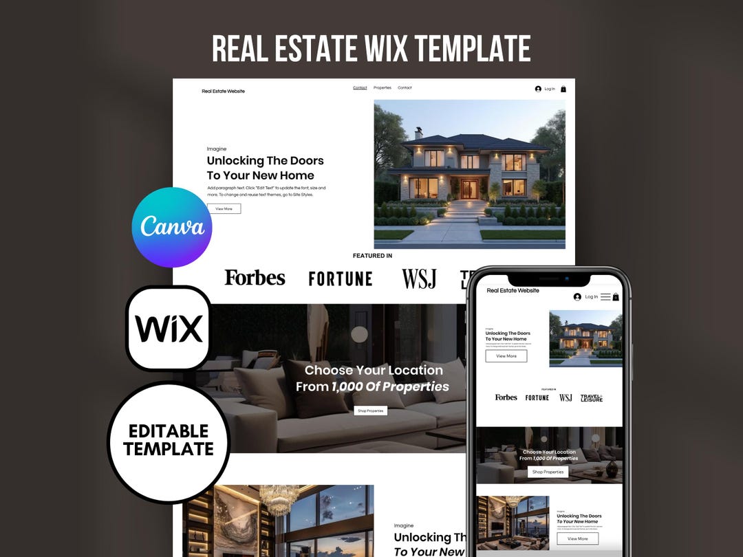 Real Estate Wix Website Design, Website Template, Canva Website, Wix ...