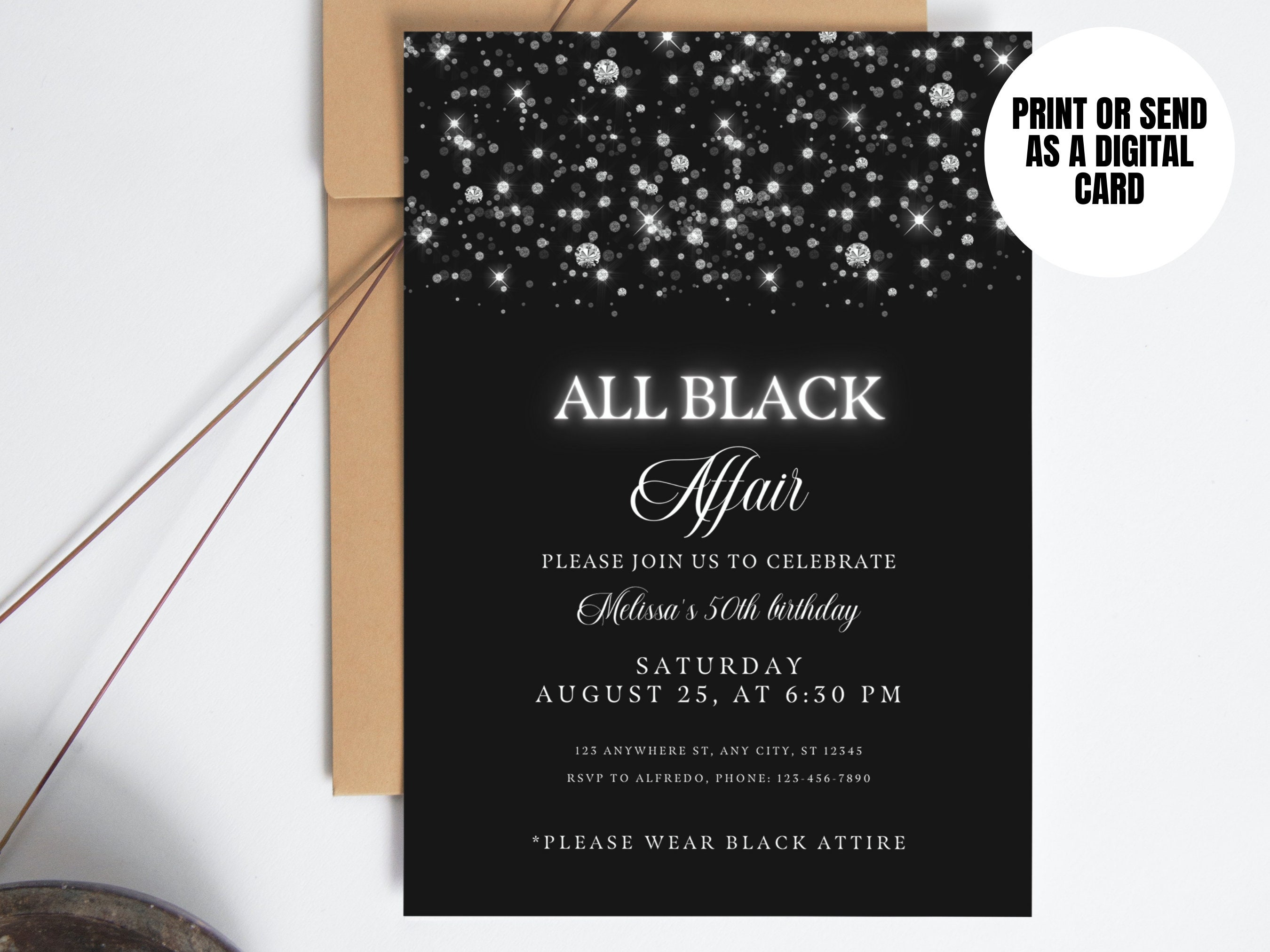 Editable All Black Affair Invitation All Black Party - Etsy Editable All Black Affair Invitation All Black Party - Etsy