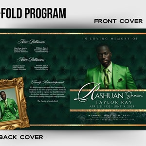 Greenery Funeral Program Template: 8-page Memorial Booklet (digital ...