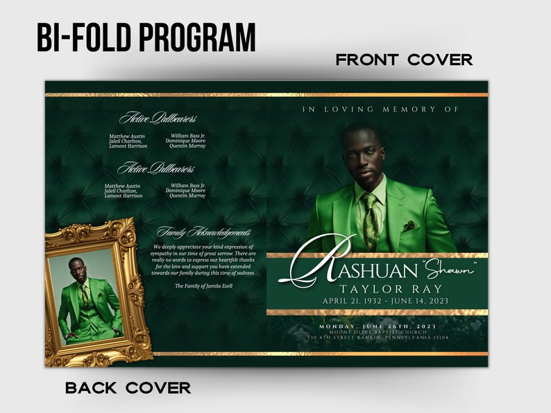 Greenery Funeral Program Template: 8-page Memorial Booklet (digital ...