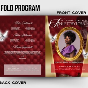 Red Luxury Funeral Program Template: Celebration of Life (digital ...