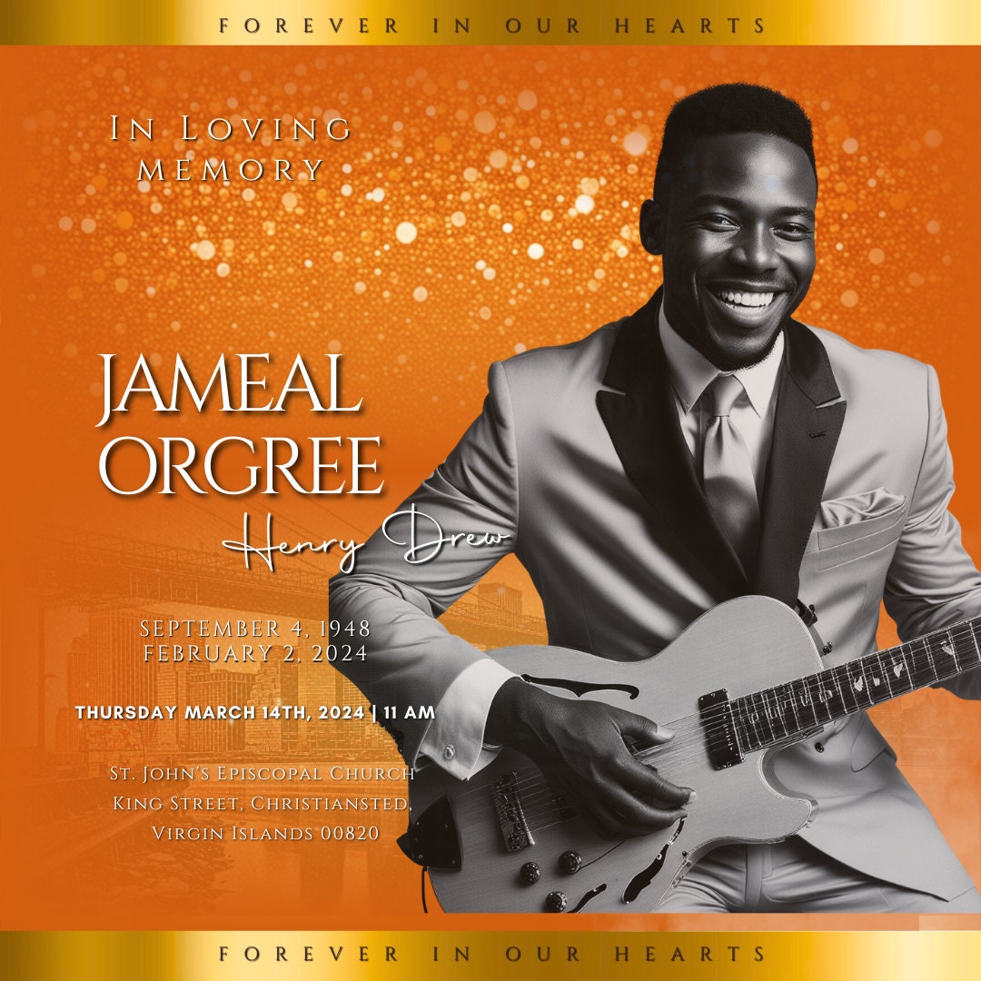 Orange Memorial Announcement Flyer: Funeral Invitation Template (canva ...