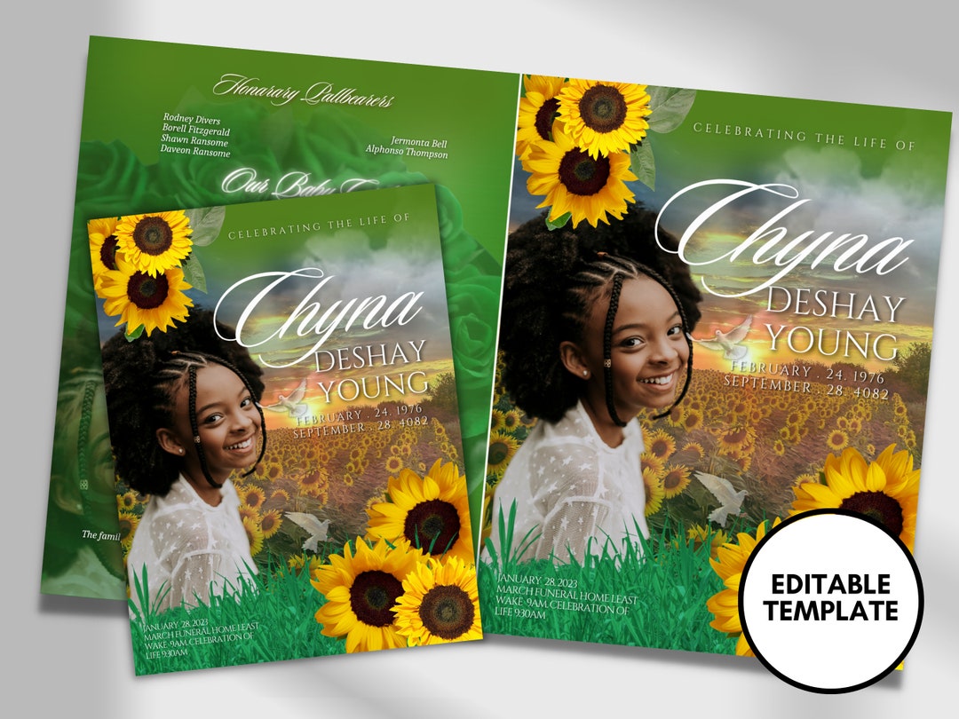 Green Funeral Program Template: Celebration of Life Keepsake (digital ...