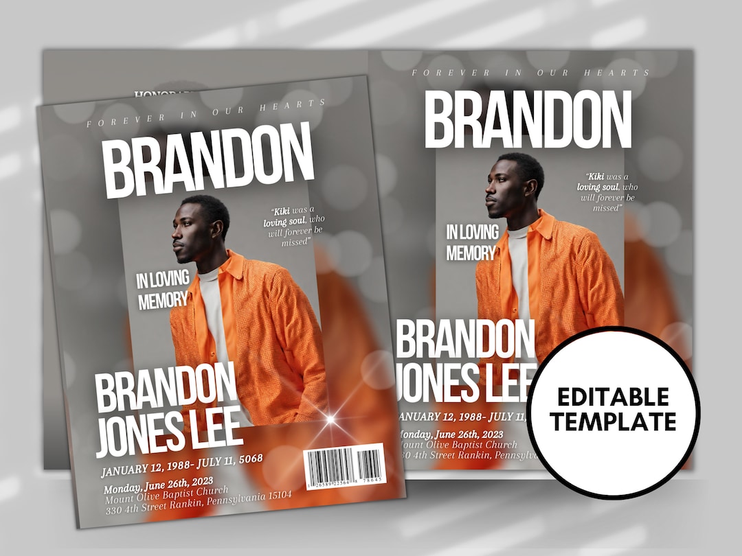 8.5"x11" Neutral Magazine Vogue Memorial Program (4 Pages)|grey Women ...