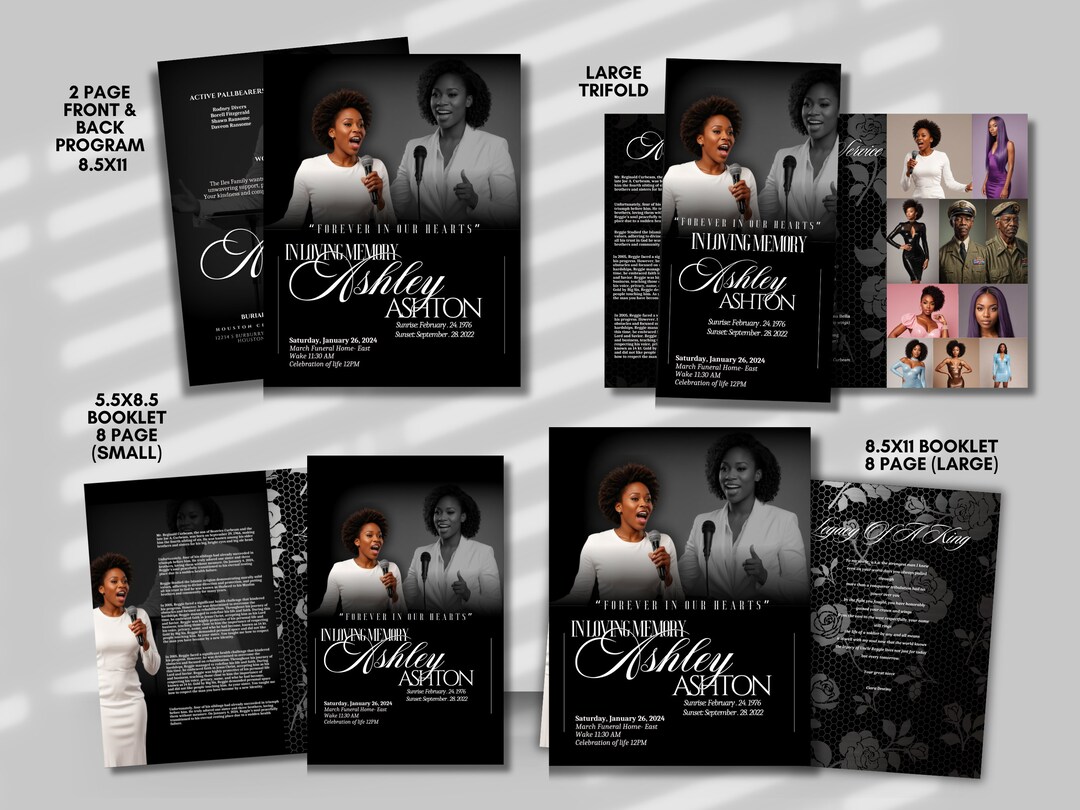 4 in 1 Bundle Funeral Programs Rest in Peace Editable Template WOMEN'S ...