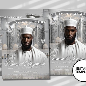 8.5"x 11" Silver Muslim Obituary Template (8 Pages) Men's Muslim Style ...