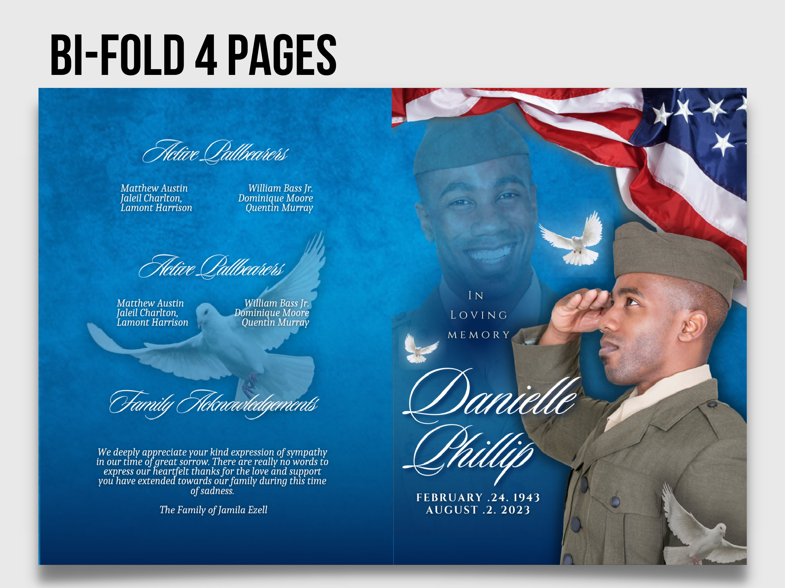 Military Funeral Program Template: Celebration of Life, Keepsake ...